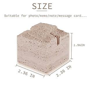 JIMEI True Natural Travertine Stone Place Cards - Handmade Polished Unique Wedding Table Signs - Desktop Memo Holder | Escort Card Holders | Party Favors | Photo Display | Business Card Holder(2.36*2.36*1.96in)