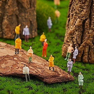 Hungdao 100 Pcs Small 1: 87 Ho Scale Tiny People Figurines Miniature People Figurines for Park Street Miniature Scenes Sitting Standing Tiny People Architectural People Painted Figures