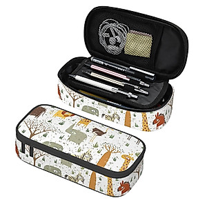 QICENIT Cute Animals Large Capacity Pencil Case for Women Men Pen Pouch Pencil Box Double Zipper Stationery Bag with Compartments
