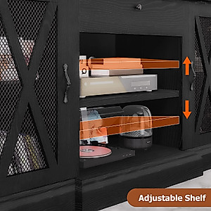 IDEALHOUSE Black TV Stand for 65+ Inch TV, Entertainment Center TV Media Console Table, Farmhouse TV Stand with Storage, Barn Doors and Shelves, Modern Tall TV Console Cabinet Furniture for Livingoom