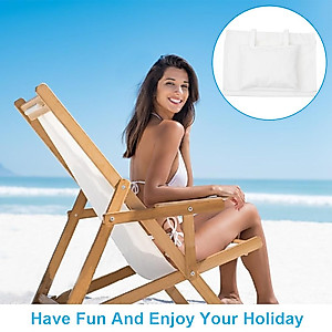 GORGECRAFT 44x16 Beach Sling Chair Canvas Cloth with Pillow 1.5mm Thick White Casual Lounge Chair Replacement Canvas Outdoor Folding Chair Fabric for Patio Beach Sunbathing Garden Courtyard