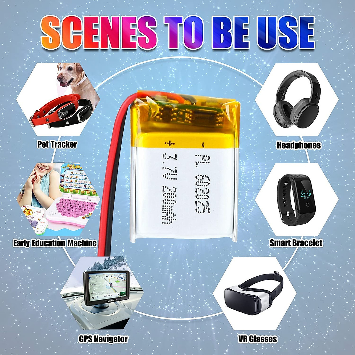 AKZYTUE 3.7V 200mAh 602025 Lipo Battery Rechargeable Lithium Polymer ion Battery Pack with PH2.0mm JST Connector