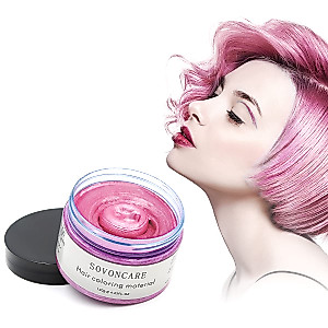 SOVONCARE Pink Hair Styling Wax, Temporary Hair Color Cream for DIY Hairstyle, Cosplay, Halloween, Date - 4.23 oz