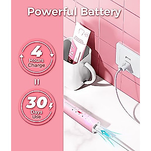 TEETHEORY Upgraded Version-Sonic Electric Toothbrush for Adults with 8 Brush Heads, Power Electric Toothbrush with 40000 VPM 5 Modes, Rechargeable Fast Charge 4 Hours (Pink)