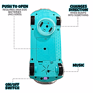 ArtCreativity Light Up Transparent Sensory Car Toy for Kids, 1PC, Bump and Go Toy Car with Colorful Moving Gears, Music, and LED Effects, Fun Educational Toy for Kids, Great Birthday Gift Idea