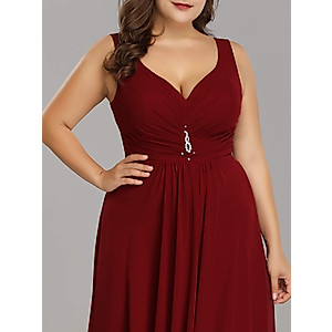 Ever-Pretty Women's V-Neck High Low Chiffon Long Cocktail Dresses for Women Burgundy US20