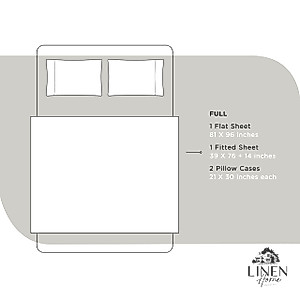 100% Cotton Percale Sheets Full Size, White, Deep Pocket, 4 Pieces Sheet Set - 1 Flat, 1 Deep Pocket Fitted Sheet and 2 Pillowcases, Crisp Cool and Strong Bed Linen