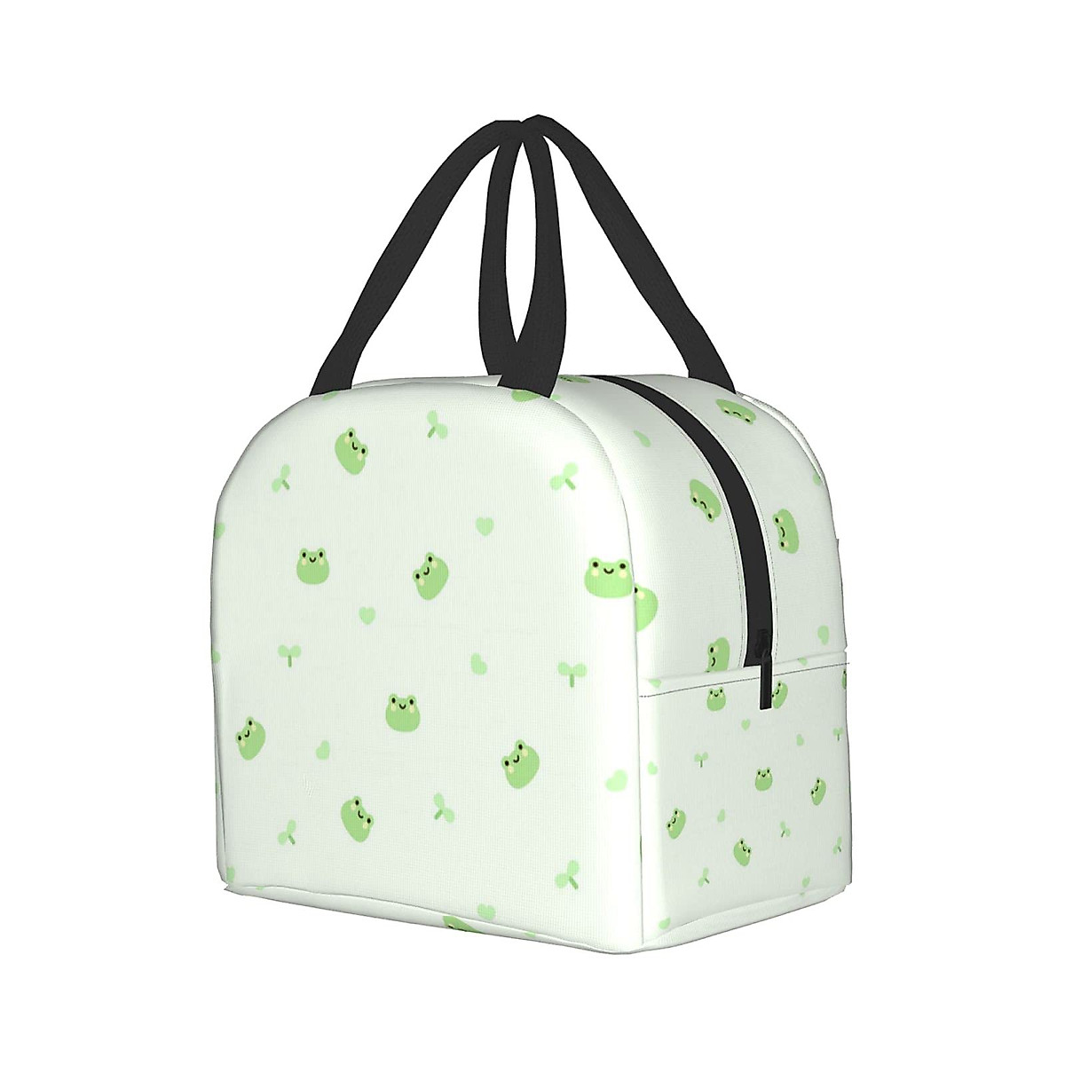 carati Insulated Lunch Bag for Women, Cooler Tote Reusable Lunch Box Container For Work Office Picnic Little Green Frog Cute