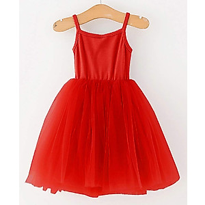 BTGIXSF Baby Girls Tutu Dress Toddler Sleeveless Tulle Dress Princess Infant Party Dresses 1580 Red 4T