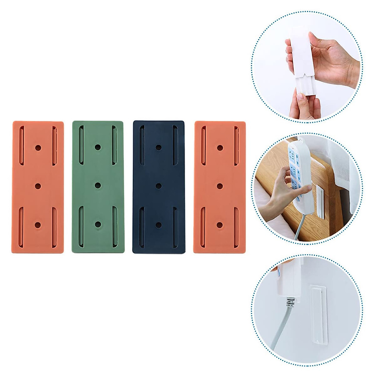 Zerodeko 8 Pcs Power Strip Wall Mount Fixator Holders Strips Cable Organizer (Random Color)
