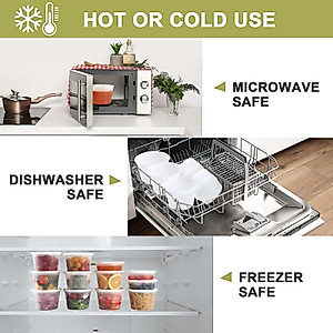 Ezalia Deli Containers with Lids 50 Sets - Pint Plastic Soup Containers 16oz 8oz Clear Food Storage Containers with Lids Leakproof, Reusable Take Out for Restaurant, Microwave/Freezer/Dishwasher Safe