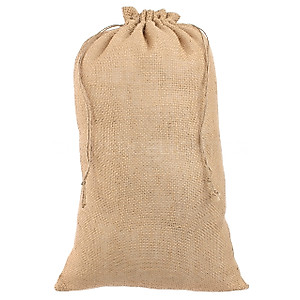 CleverDelights 12" x 20" Burlap Bags - 12 Pack - 12x20 Inch Jute Burlap Drawstring Sacks