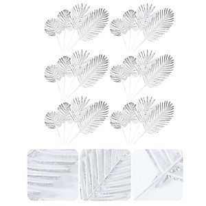 VALICLUD 24pcs Simulation Blade Artificial Leaf Party Artificial Leaves Golden Palm Leaves Floral Arrangement Leaf Picks Monstera Decor DIY Wreath Craft Supply Wedding Banquet Plastic Vase