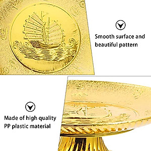 BESPORTBLE Golden Fruit Dish 2 Pcs Buddhist Offering Plates Sacrificial Fruit Tray Tribute Food Bowls Dish Religious Blessing Snack Tray Aromatherapy Tray for Altar Rituals Supplies Offering Bowls