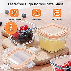 Luvan 6oz Baby Food Storage Containers, 12-Pack Baby Food Jars with Lids LeakProof, Baby Food Containers Glass Stackable, Freezer/Microwave/Dishwasher Safe, Ideal for Fruit Purees and Vegetable Mashes