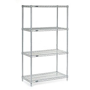 Nexel Adjustable Wire Shelving Unit, 4 Tier, NSF Listed Commercial Storage Rack, 24" x 30" x 74", Silver Epoxy