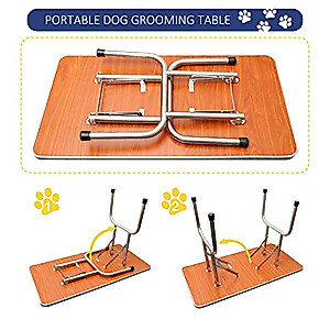 ROOMTEC 46" Dog Grooming Table,Foldable Home Pet Bathing Station with Adjustable Height Arm/Noose/Mesh Tray