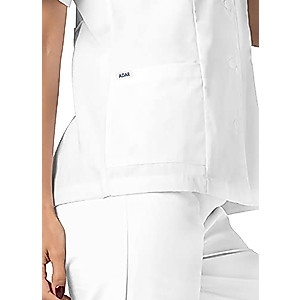 Adar Universal Scrubs for Women - Lapel Collar Buttoned Scrub Top - 2629 - White - XS
