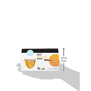 Amazon Brand - Happy Belly Fruit Bowls, Yellow Cling Diced Peach in 100% Juice, 4 Count, 4 Ounce Bowls