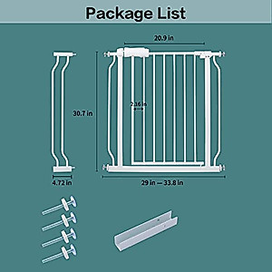 COSEND Extra Wide Baby Gate Tension Indoor Safety Gates White Metal Large Pressure Mounted Pet Gate Walk Through Long Safety Dog Gate for The House Doorways Stairs (33.86"-38.58"/86-98CM, White)