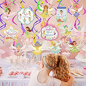 20Pcs Fairy Hanging Swirls Fairy Hanging Decoration for Birthday Party for Girls Fairy Birthday Party Supplies Fairy Baby Shower Decorations Wedding Bridal Shower Supplies