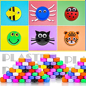 Motbach 200Pcs Plastic Bottle Caps for DIY Craft Environmental Protection and Development of Children’s Intelligence (Mixed Color)