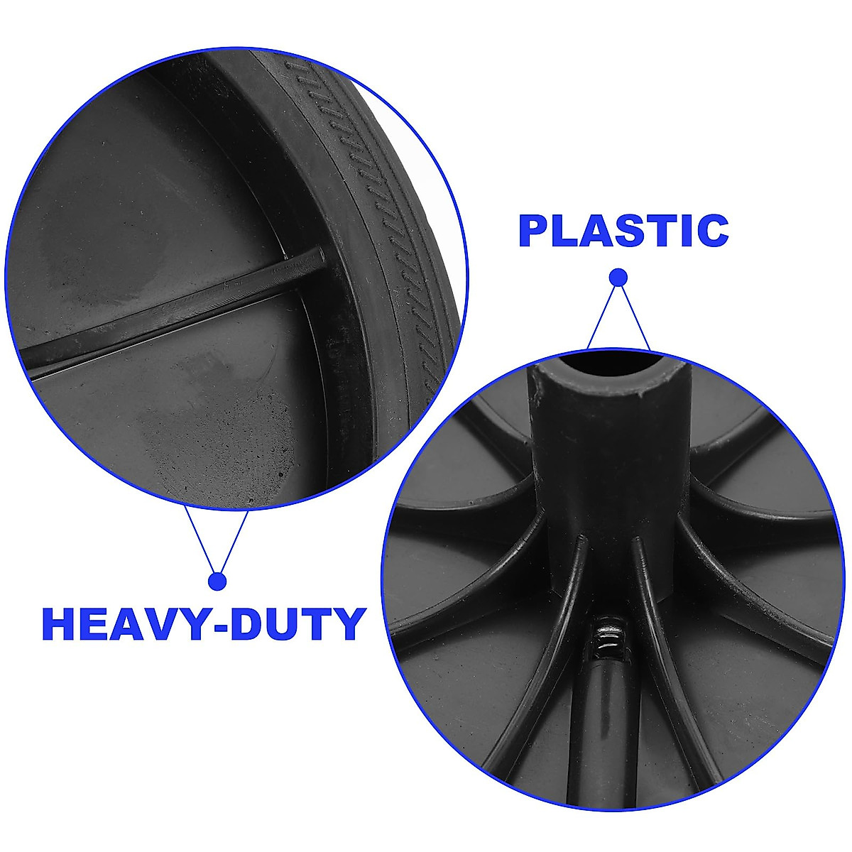 DOITOOL 2PCS Garbage Bin Wheels Replacement 7 inch Plastic Wheels Garbage Can Wheels Trash Can Dolly Rubber Wheels Trash Can Wheels Trash Bin Wheels Trash Can Accessories, 18.00X18.00X7.00CM, Black