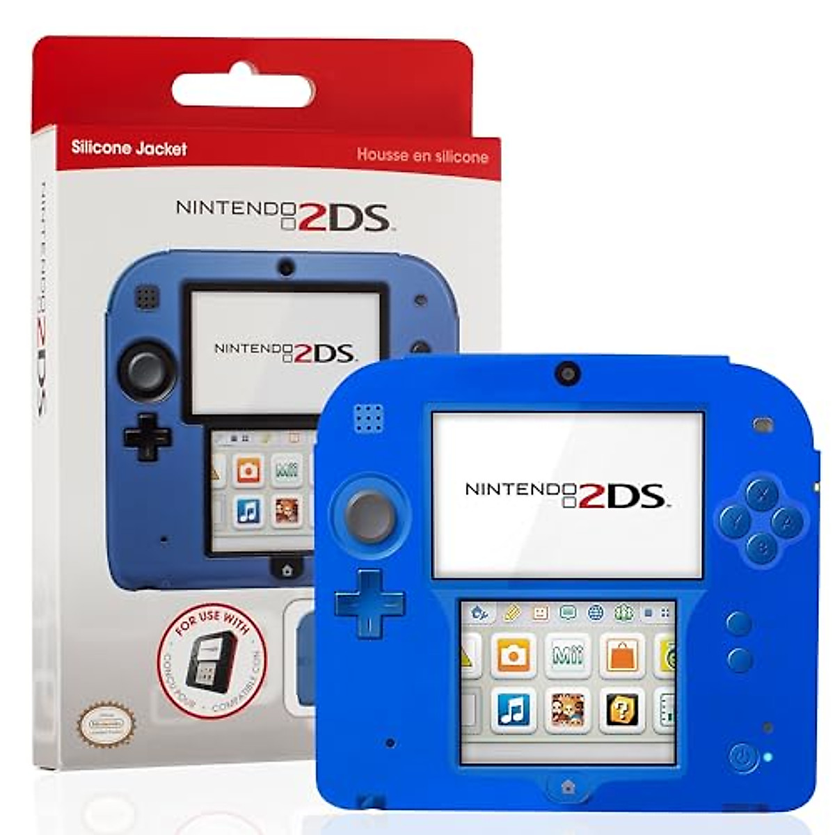 PdP Silicone Protective Case Compatible with Nintendo 2DS – Non-Slip Textured Grip Nintendo 2DS Case – Full Front and Back Protection 2DS Non-Screen Protector – Cute and Modern Colors (Blue)