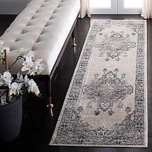 SAFAVIEH Oregon Collection Runner Rug - 2'2" x 8', Beige & Grey, Oriental Distressed Design, Non-Shedding & Easy Care, Ideal for High Traffic Areas in Living Room, Bedroom (ORE898B)