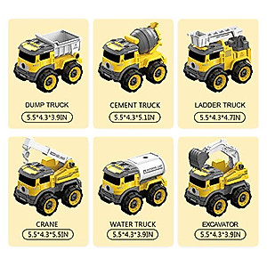 QUN FENG Toy Trucks with Electric Drill Take Apart Toys 6 in 1 Dump Trucks Excavator Toy Transformer Remote Control for 3 Years Old Boys
