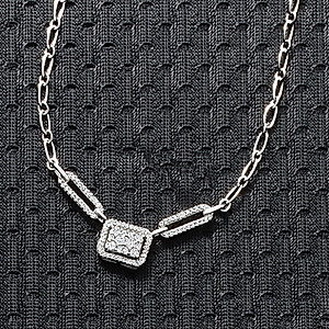 Ross-Simons 0.50 ct. t.w. Diamond Cluster Necklace in Sterling Silver. 18 inches