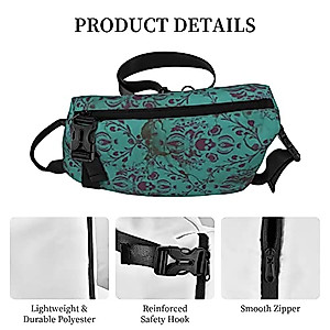 Ykklima Damask Skull Distressed Sling Backpack Rope Crossbody Shoulder Bag for Men Women Travel Hiking Outdoor Daypack