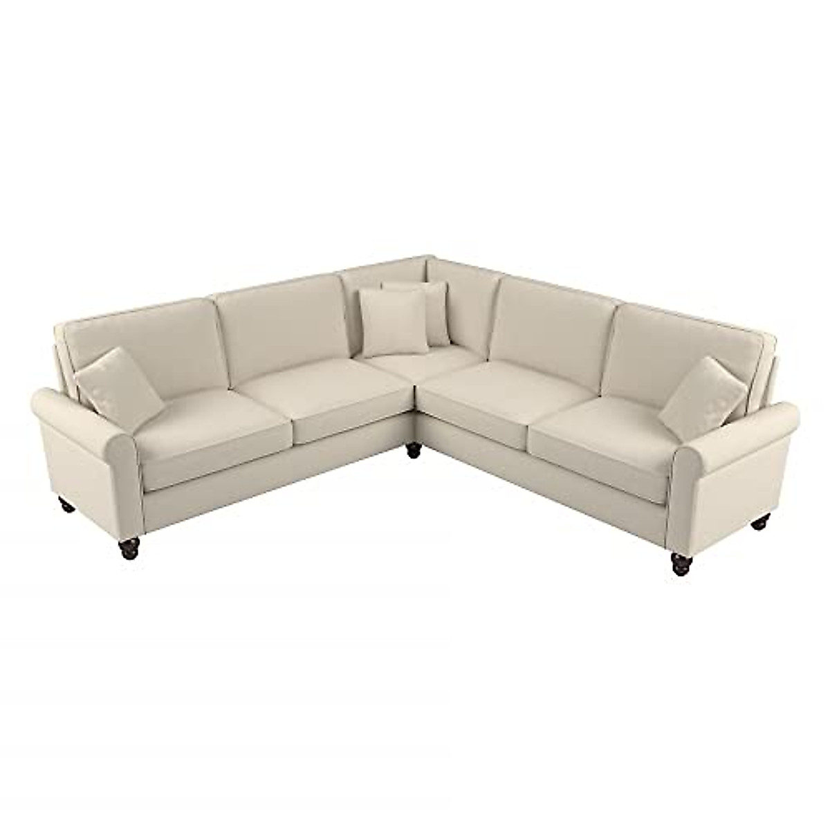 Bush Furniture Hudson L Shaped Sectional Couch, 99W, Cream Herringbone