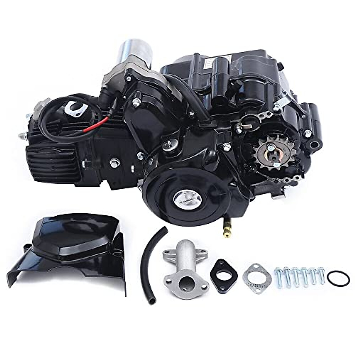 ZAWAYINE 125cc 4 Stroke Engine Motor Replacement Kit, Electric Start Engine Motor, Air Cooled Semi Auto Transmission W/Reverse Engine for 125cc All Sizes of Karts and ATV