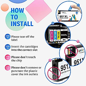Topkolor 950XL 951XL Compatible Ink Cartridge Replacement for 950 951 XL,4Pack Ink Cartridges Combo for HP OfficeJet Pro 8600 8620 8625 8640 8100 8610 8630 276dw 251dw Series Printers, 5 Packs