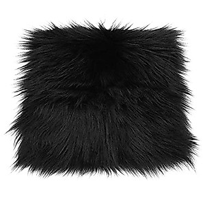 WLLHYF 8/10/12 Inches Faux Fur Rug Fabric Squares Area Rug Shaggy Fur Fabric Cuts Fluffy Fur Square Patches Plush Rug Chair Cover Seat Cushion Pad (Black, 12inch)