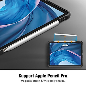 Fintie Hybrid Back Case for iPad Air 11 Inch 2024, iPad Air 5th Generation (2022) / iPad Air 4th Gen (2020) 10.9 Inch - Slim Clear Transparent Back Cover with Shockproof Soft TPU Bumper, Black