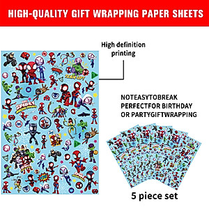 5 Pcs Spidey Wrapping Paper Spidey and His Amazing Friends Gift Wrap Bulk Art Paper Folded Flat for Baby Shower Spidey and His Amazing Friends Birthday Party Decorations Wedding DIY Crafts Gift
