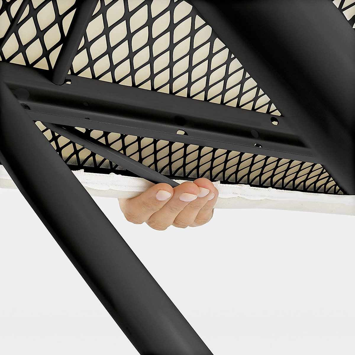 Brabantia - Ironing Board C - Flexible Steam Iron Rest - Adjustable in Height - Non-Slip Rubber Feet - Cover and Pad - Solid Foldable Unit - Denim Black - 49x18 Inches