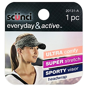 Scunci Sporty Visor Headwrap, Super stretchy and comfy, One Size, Assorted Colors (1-Count)