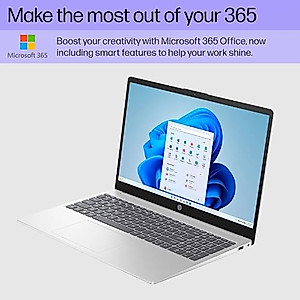HP Flagship 15.6 HD Laptop Computer, Intel Quad-Core Pentium N200 (Beat N6000), 8GB RAM, 128GB SSD, WiFi, Webcam, Fast Charge, HDMI, 1 Year Microsoft Office 365, Win 11, w/GM Accessory, Silver