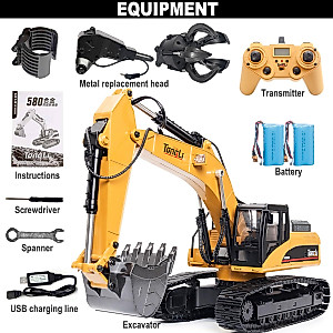 Huina RC Excavator for adults1580 Hobby Remote Control V4 Full Metal RC Excavator Adult huina 580 Construction Vehicle Professional Remote Control Tractor (Default)