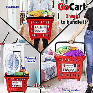 dbest products GoCart, Red Grocery Cart Shopping Laundry Basket on Wheels