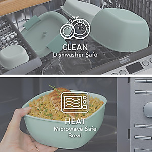 Bentgo Salad Container - 54 oz Bowl with 4-Compartment Toppings Tray, Leak-Proof Dressing Container, Reusable Fork, BPA-Free Lunch Box for Meal Prep & Food Storage; Removable Bento Tray (Coastal Aqua)