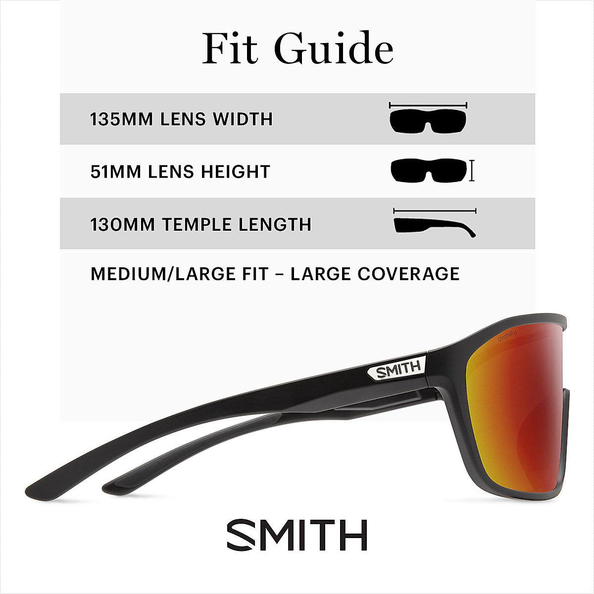 SMITH Boomtown Sunglasses – Shield Lens Performance Sports Active Sunglasses for Biking, Running, Fishing & More – For Men & Women – For Men & Women – Matte Black + Red ChromaPop Mirror Lens