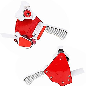 ROSEUP Packing Tape Dispenser Gun with 2 Rolls Clear Tape, 2 Inch Tape Gun Dispenser with 2 Inch Carton Packing Tape, Lightweight Industrial Side Loading Tape Dispenser, Red
