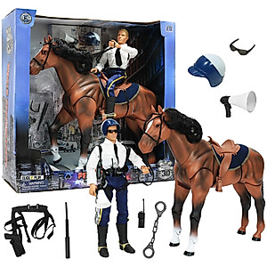 Click N' Play Police on Horse 12" Action Figure Play Set with Accessories
