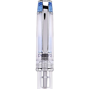 PILOT Prera Fountain Pen, Clear Barrel with Light Blue/Silver Accents, Medium Nib (60822)