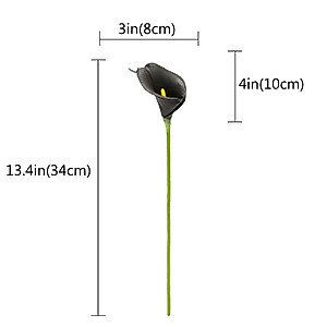 Mom Gifts 22pcs Calla Lily Artificial Flowers Vibrant and Durable Black Calla Lily Gift for Mom Latex Real Touch Calla Lily Faux Flowers Black Fake Flower Arrangement 13.4" for Home Wedding Decor