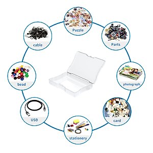 Fireproof Safe Photo Storage Box with 18 Inner 4" x 6" Clear Photo Cases, Portable Photo Organizer with Lock for Picture, Collapsible Photo Container with Handle and 18 Boxes 4 Sheet Label Stickers